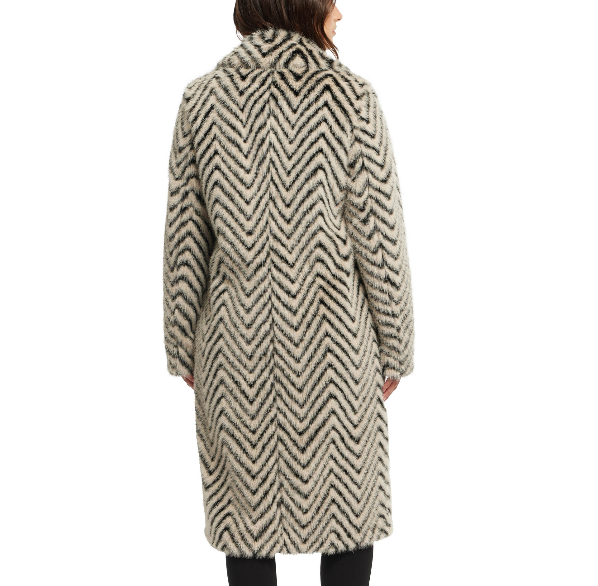 Yorn Chevron Lux Faux Fur Coat - Badgley Mischka